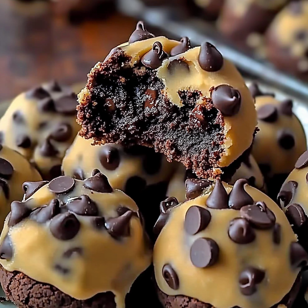 Chocolate Chip Cookie Dough Brownie Bombs
