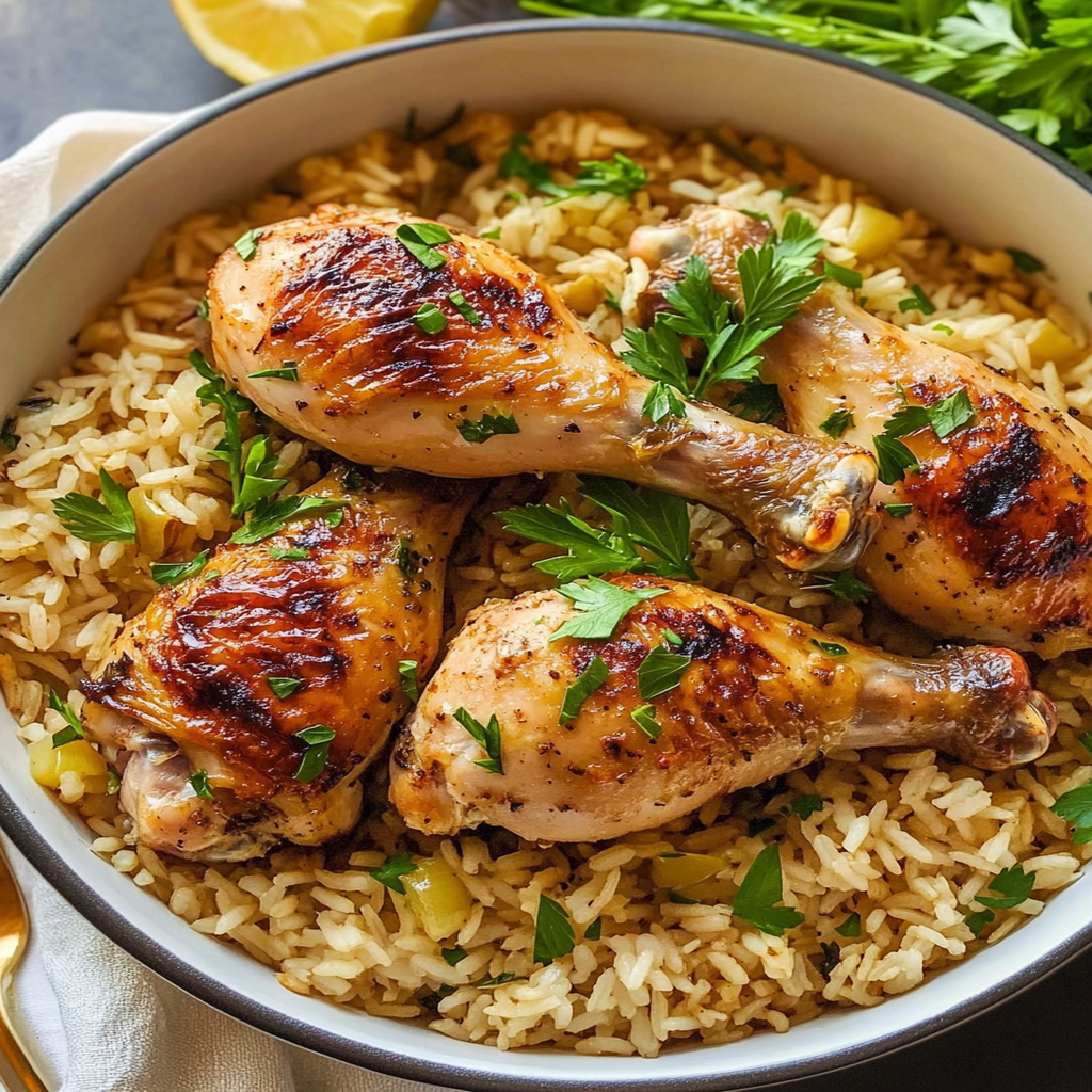 Baked Chicken Legs and Rice