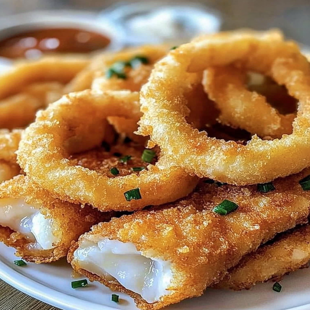 Crispy Battered Cod and Onion Rings Platter