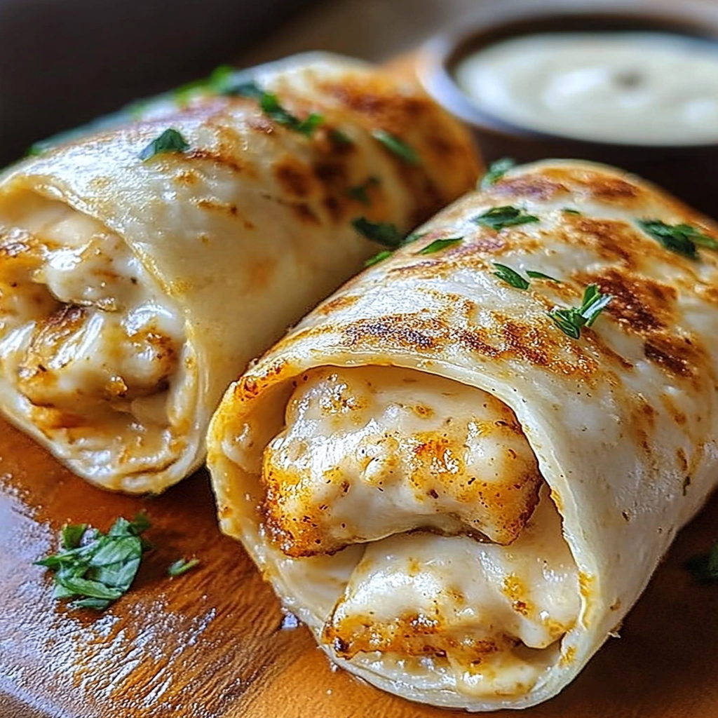 Cheesy Garlic Chicken Wraps