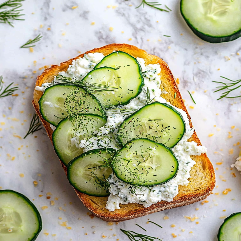 Cucumber and Herb Cottage Cheese Toast
