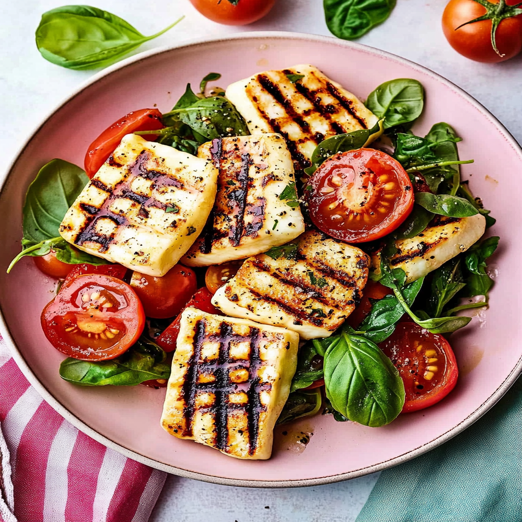 Grilled Halloumi and Tomato Salad