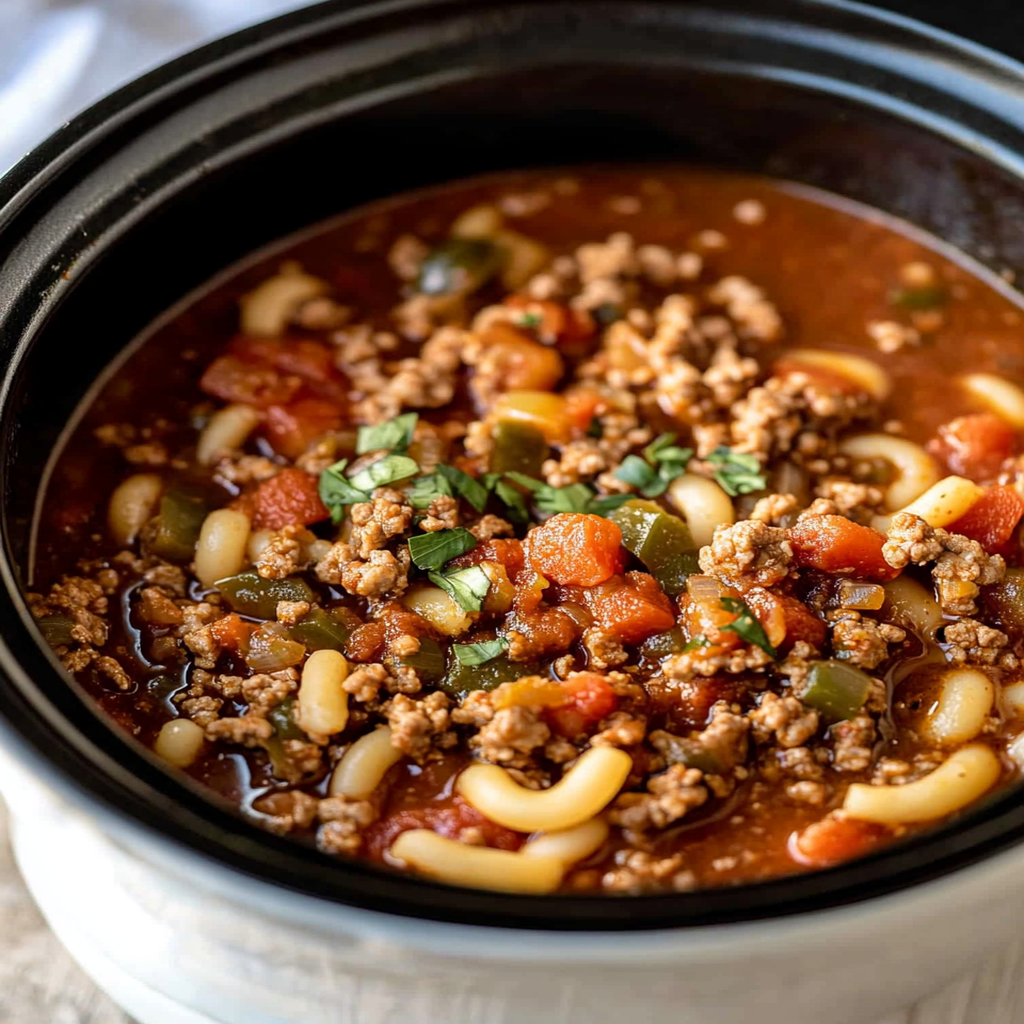 Slow Cooker Recipe with Ground Beef and Tomatoes