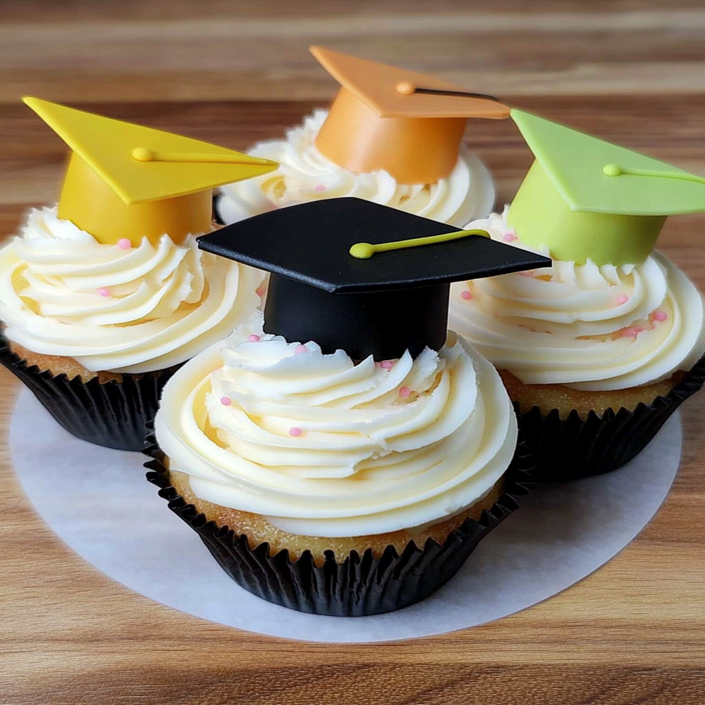 Vanilla Buttercream Graduation Cupcakes