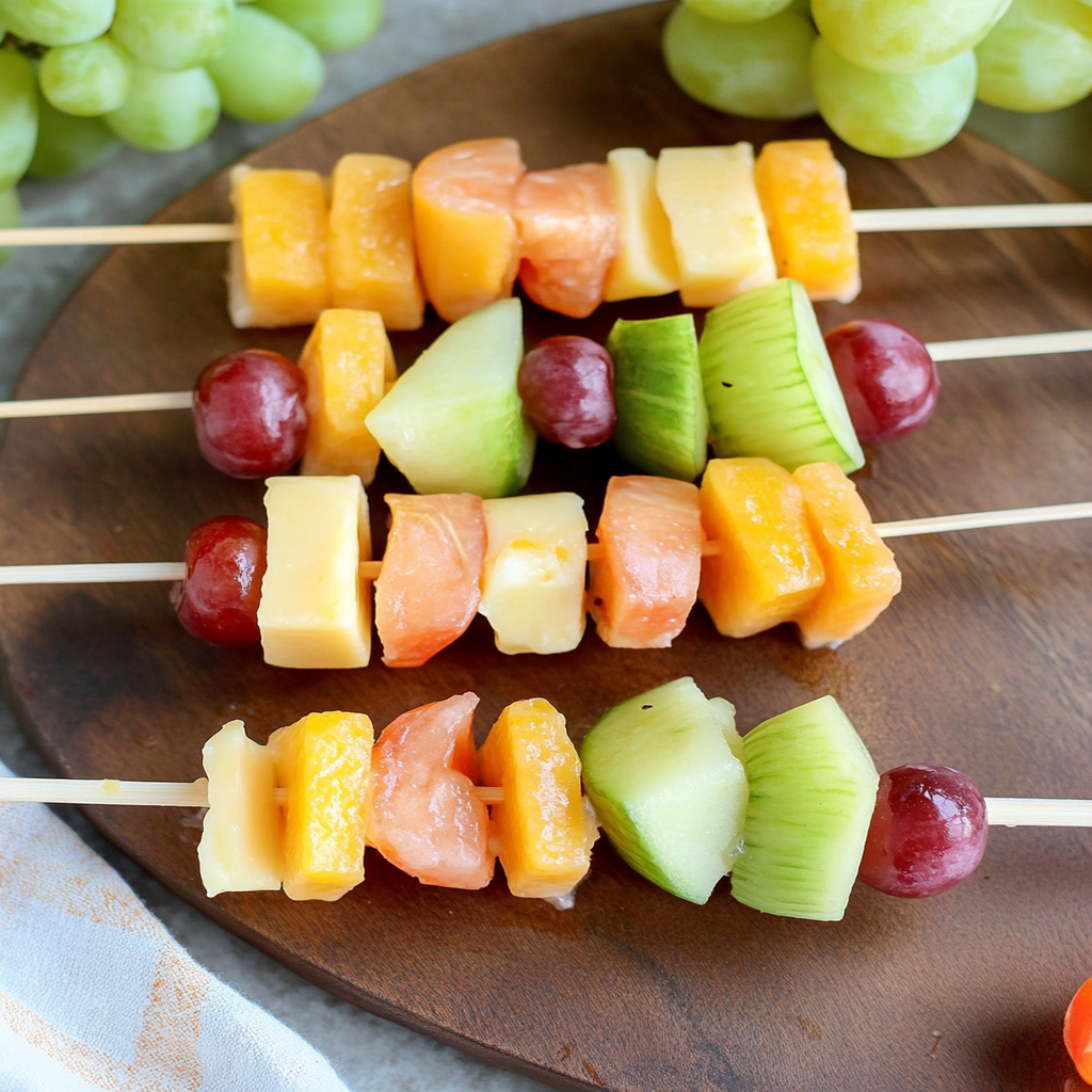 Fruit and Cheese Kabobs for Lunch Boxes