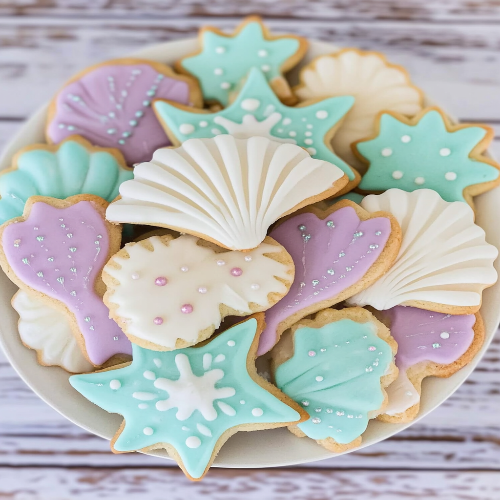 Mermaid Birthday Party Seashell Sugar Cookies
