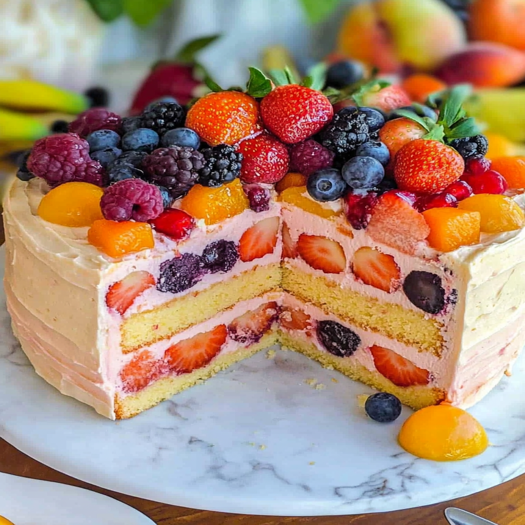 Mixed Fruit Sheet Summer Cake