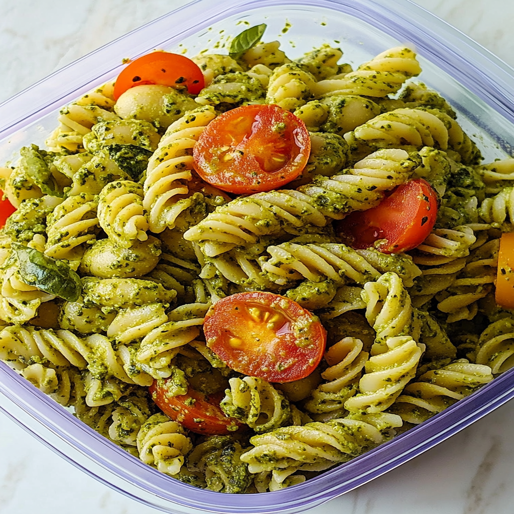 Pasta Salad with Pesto for Lunch Boxes