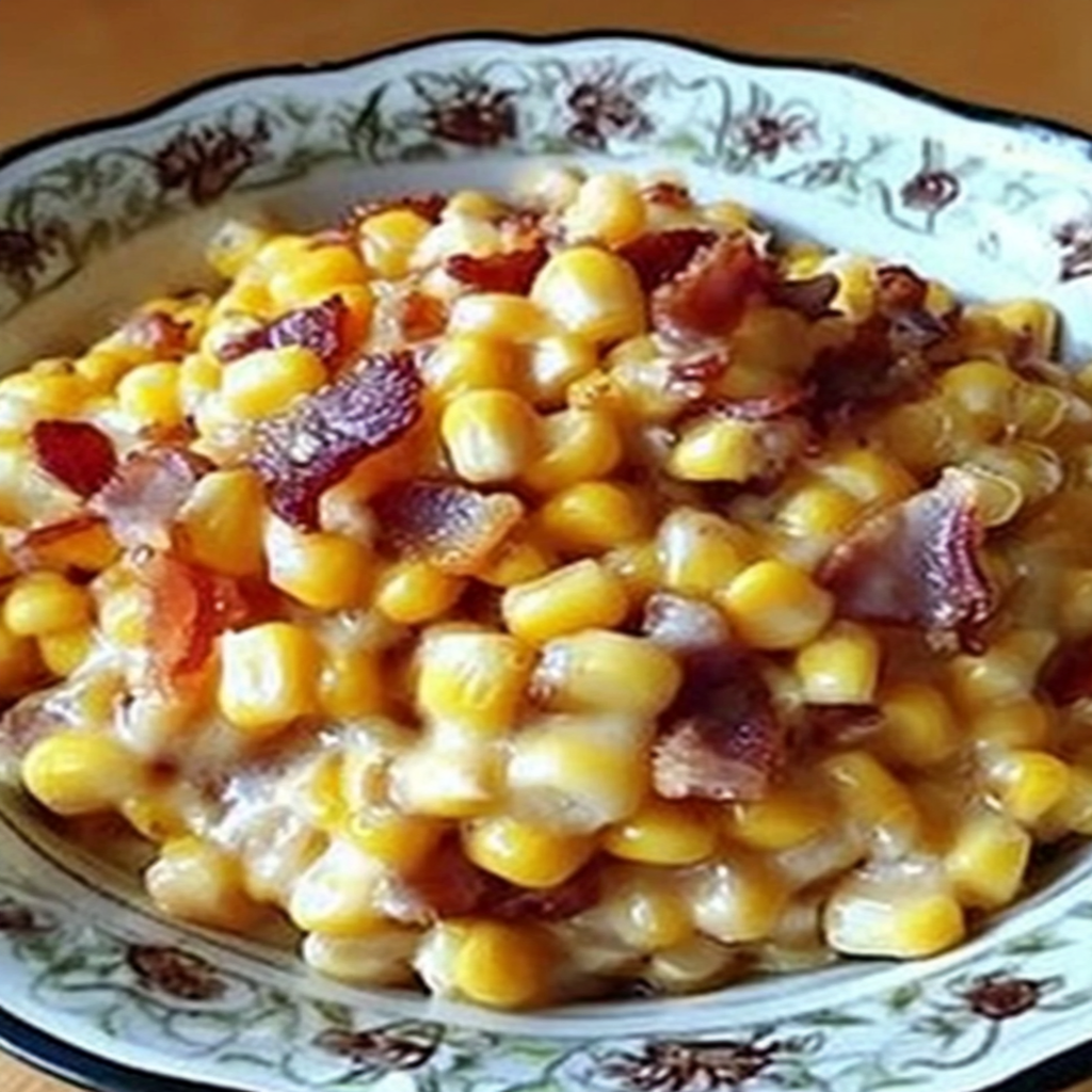 Slow Cooker Cheddar Corn with Bacon