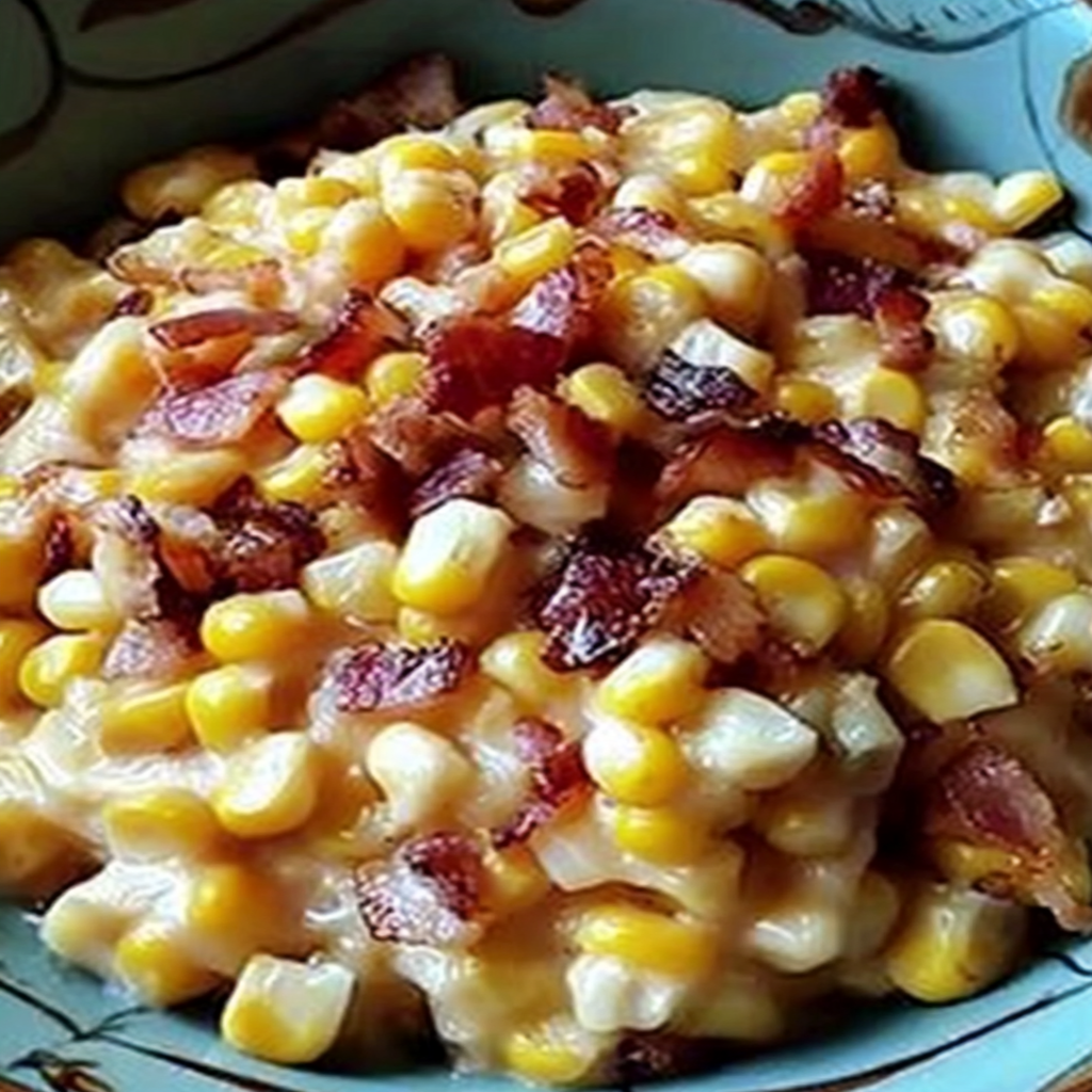 Slow Cooker Cheddar Corn with Bacon