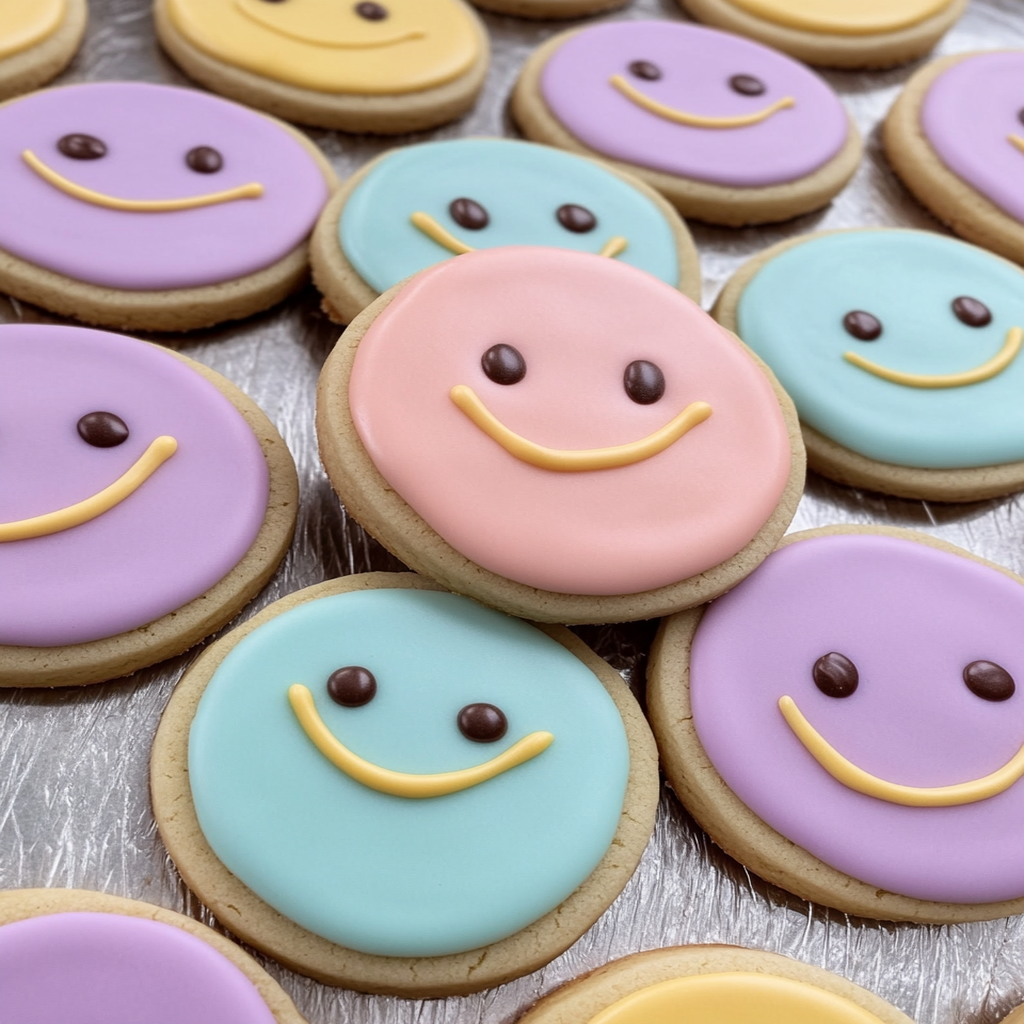 Custom Sugar Cookies Ultra Deluxe Vintage Retro Smiley