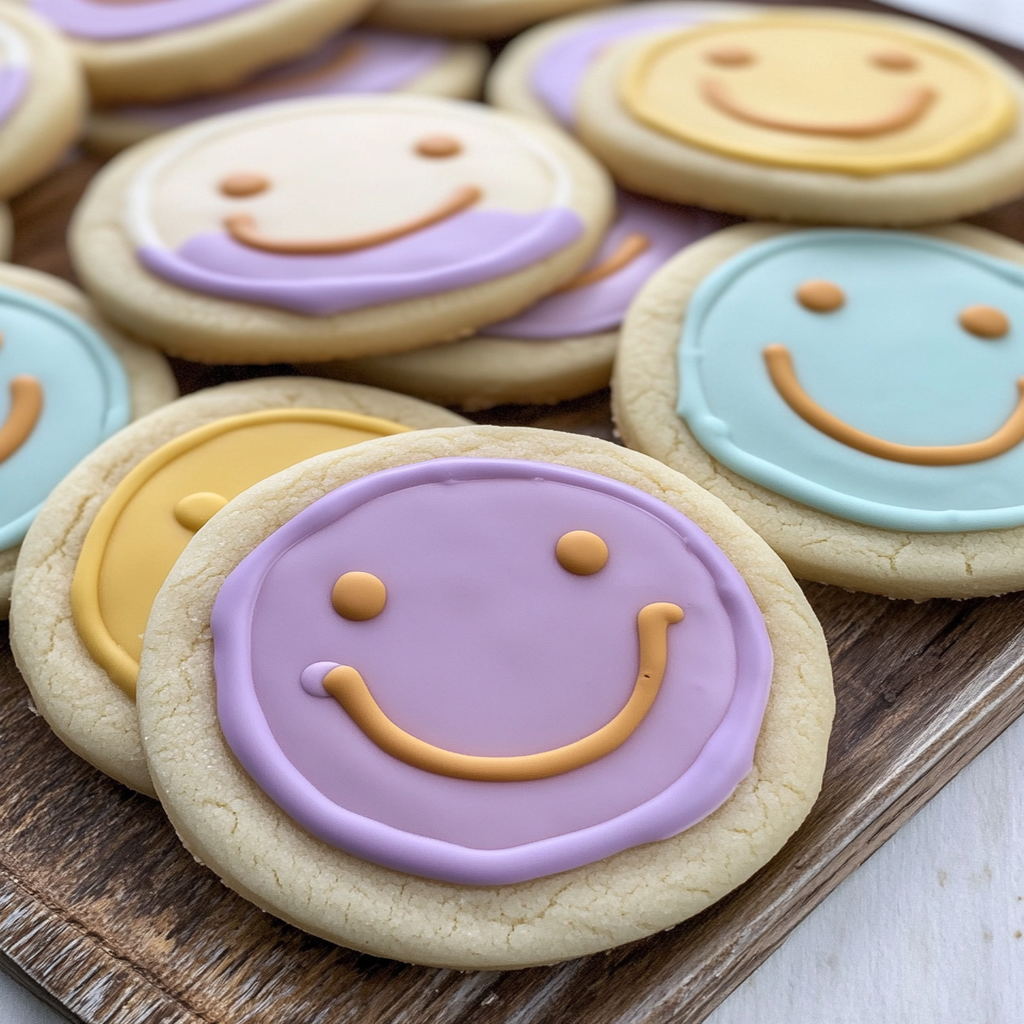 Custom Sugar Cookies Ultra Deluxe Vintage Retro Smiley