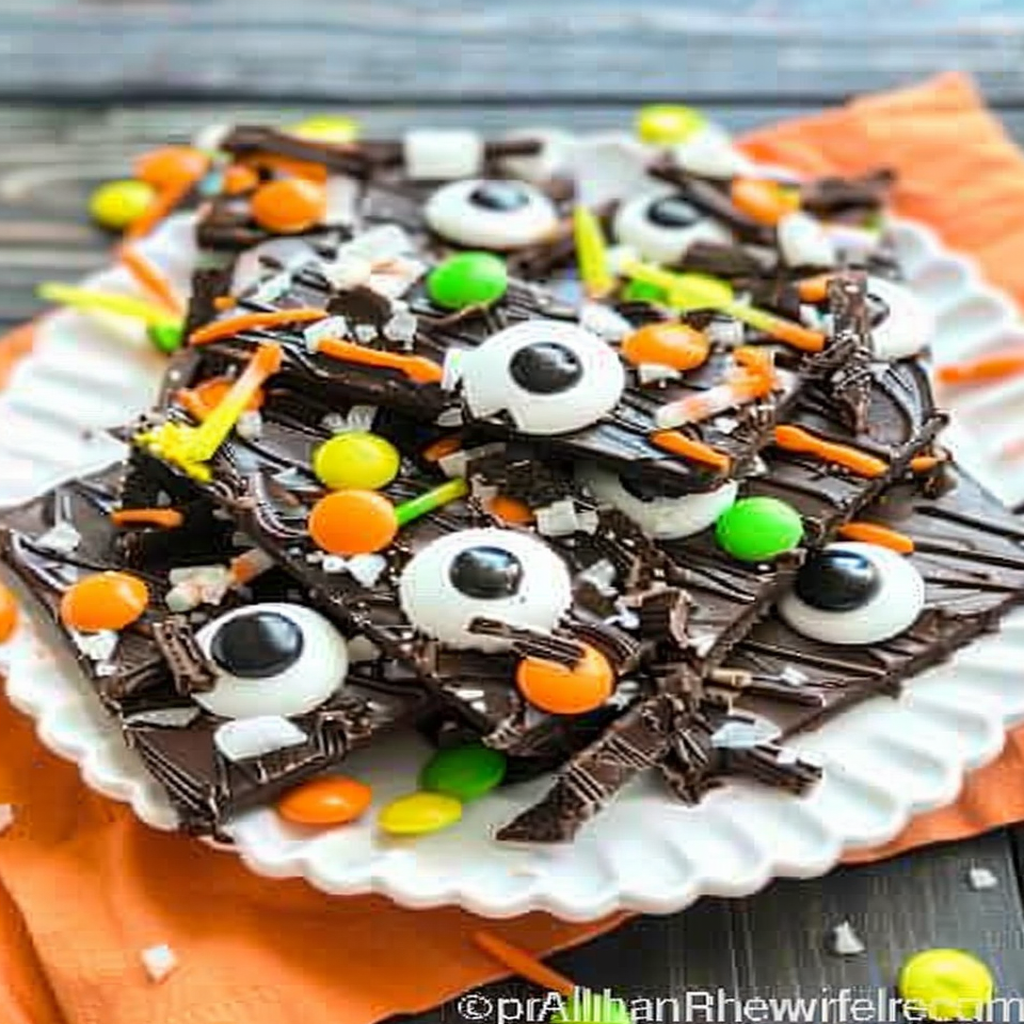 Halloween Desserts: Monster Bark with Candy Eyes