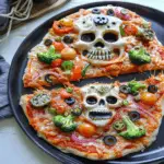 Halloween Food Skeleton Veggie Pizza