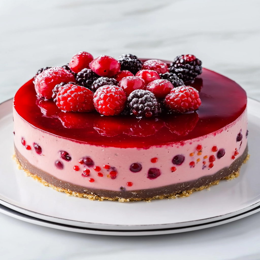 Ruby-Chocolate Cheesecake with Berries
