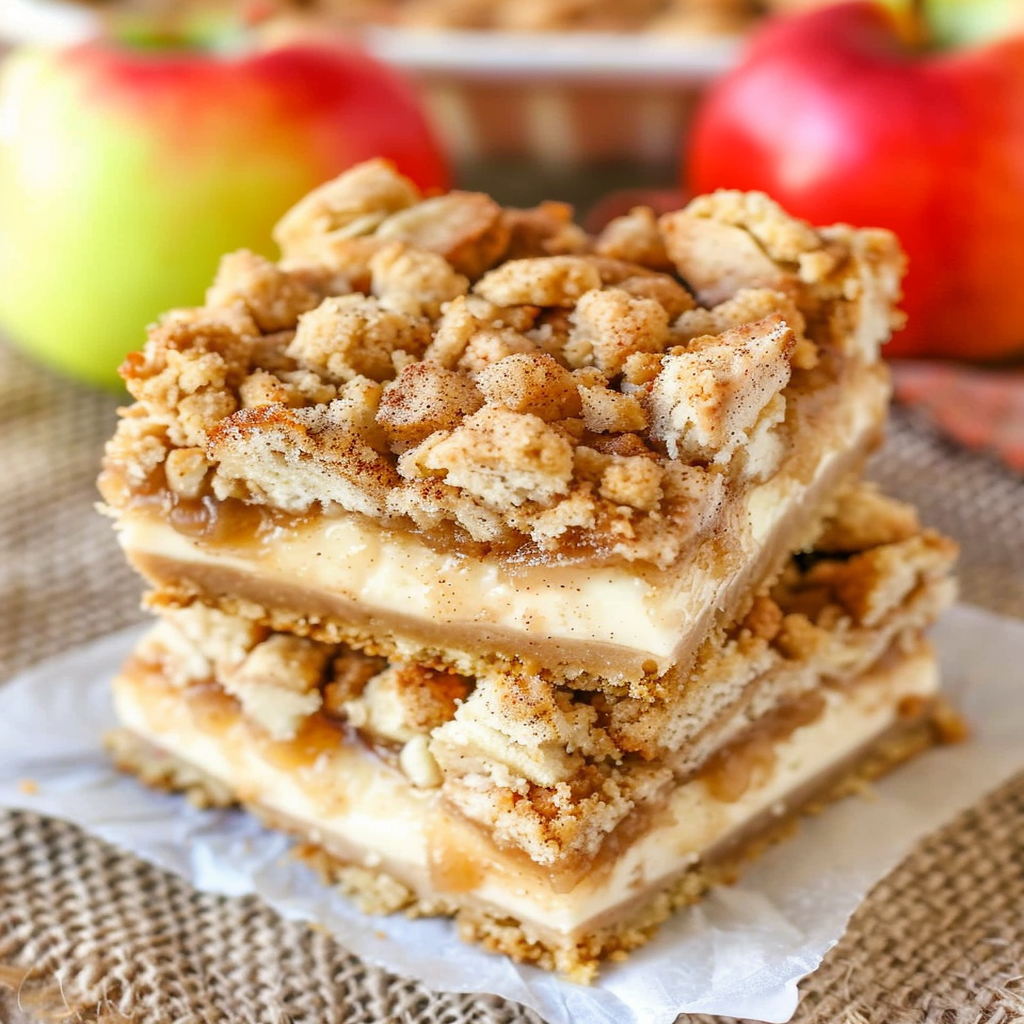 Apple Streusel Cheesecake Bars