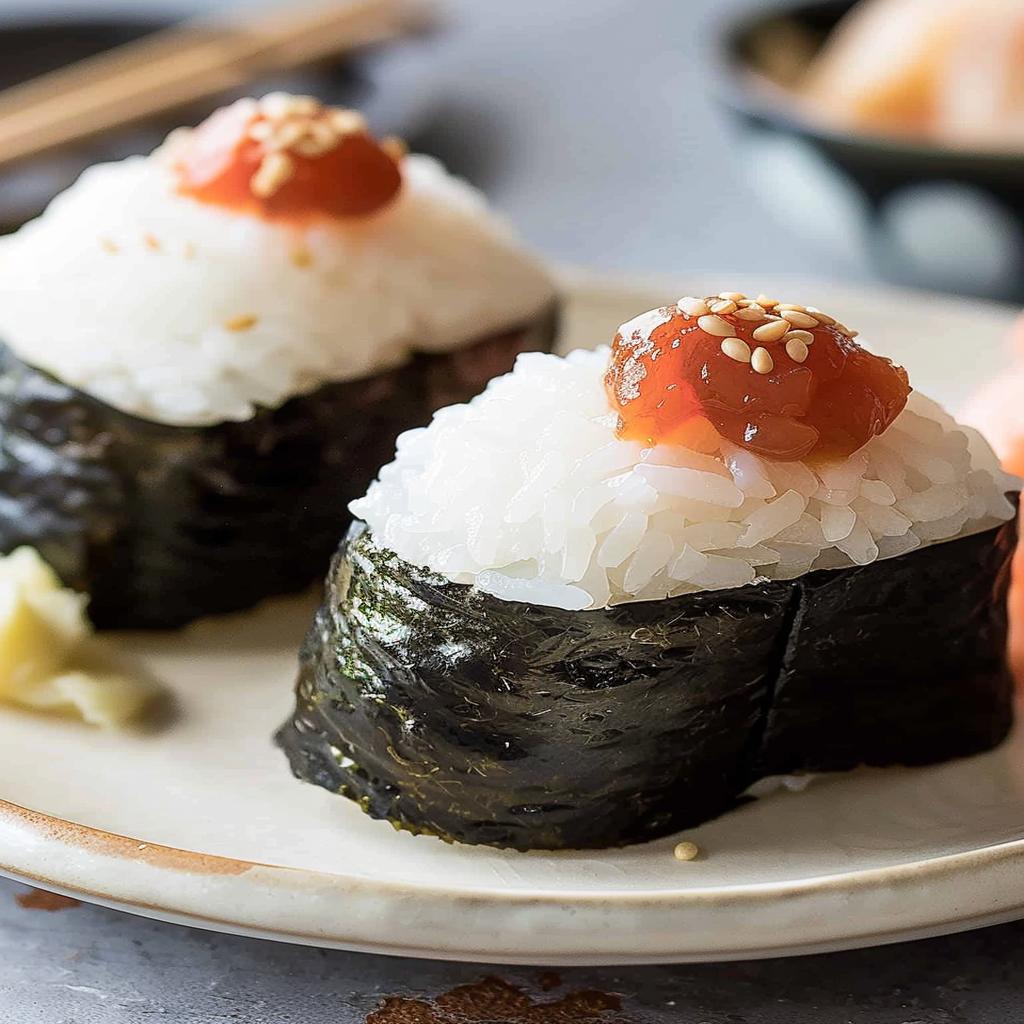Japanese Rice Ball Onigiri with Pickled Plum