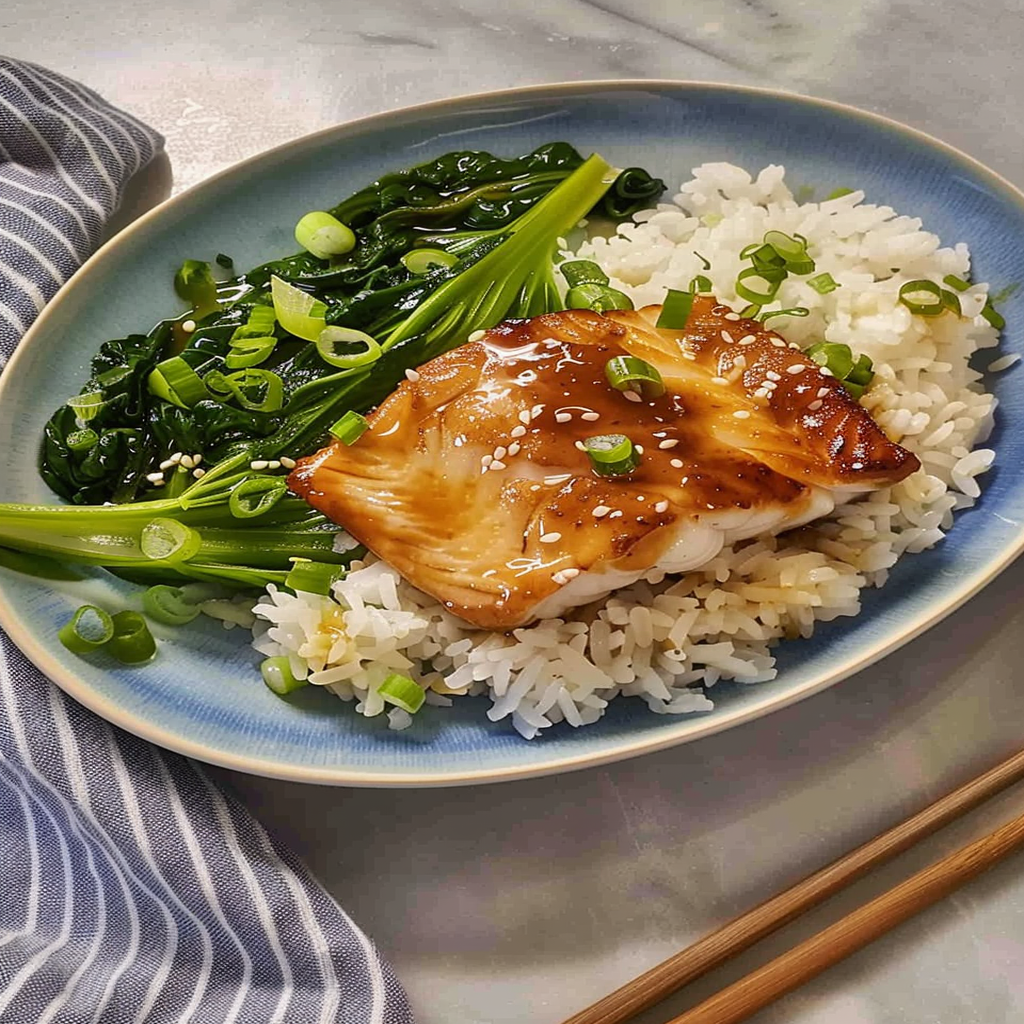 Miso Glazed Cod with Rice