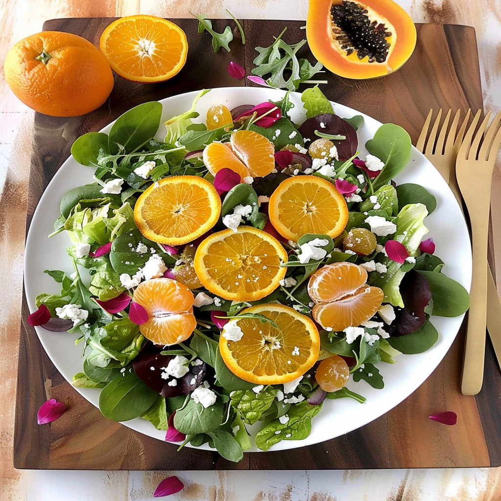 Mandarin Orange Salad with Mixed Greens and Goat Cheese
