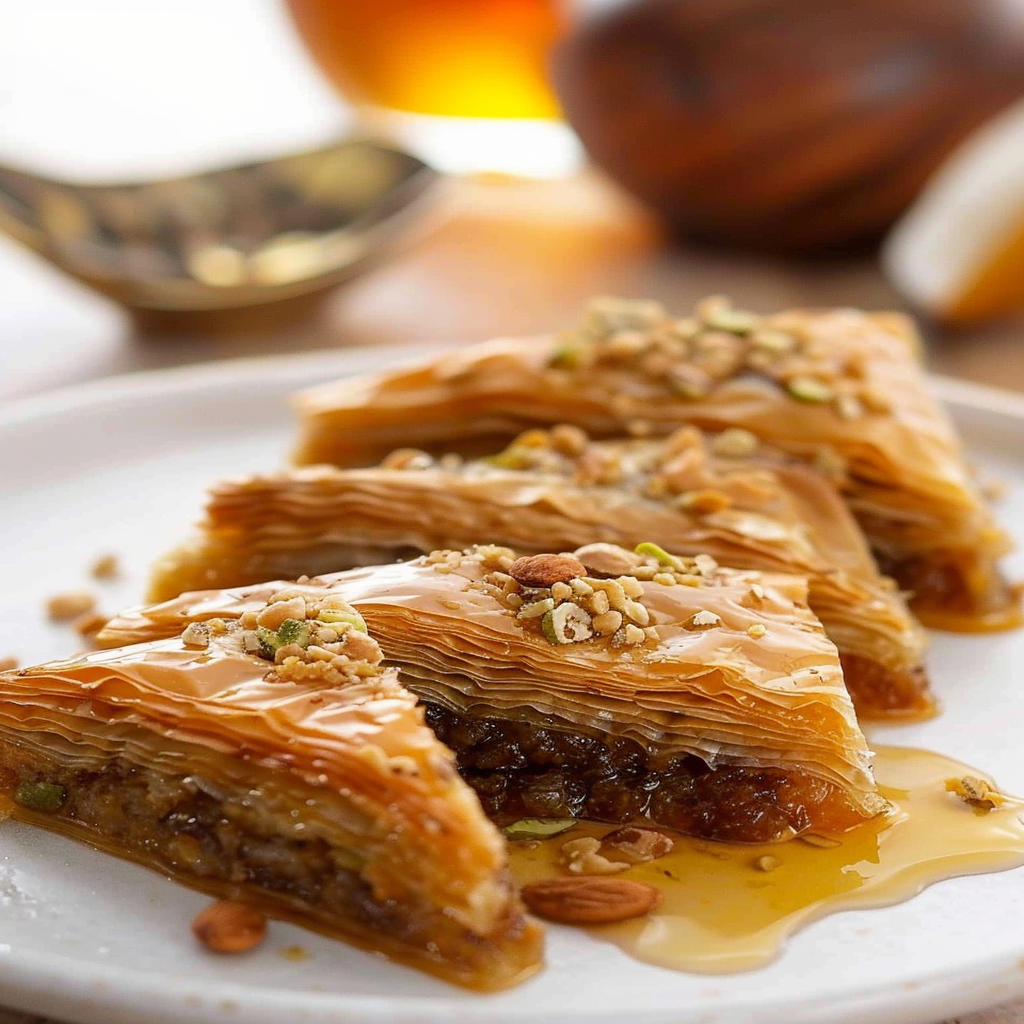 Diamond-shaped Baklava with Mixed Nuts