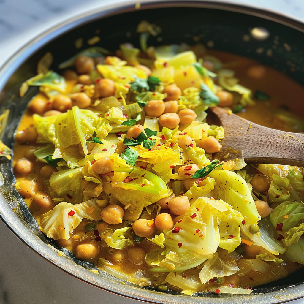 Cabbage & Chickpea Coconut Curry Stew