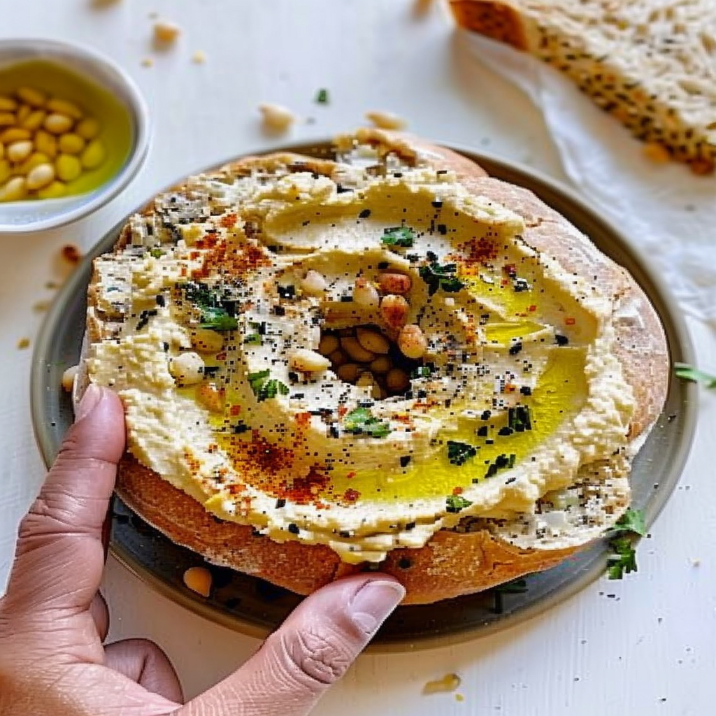 Everything-Seasoning Bagel with Hummus & Veggies