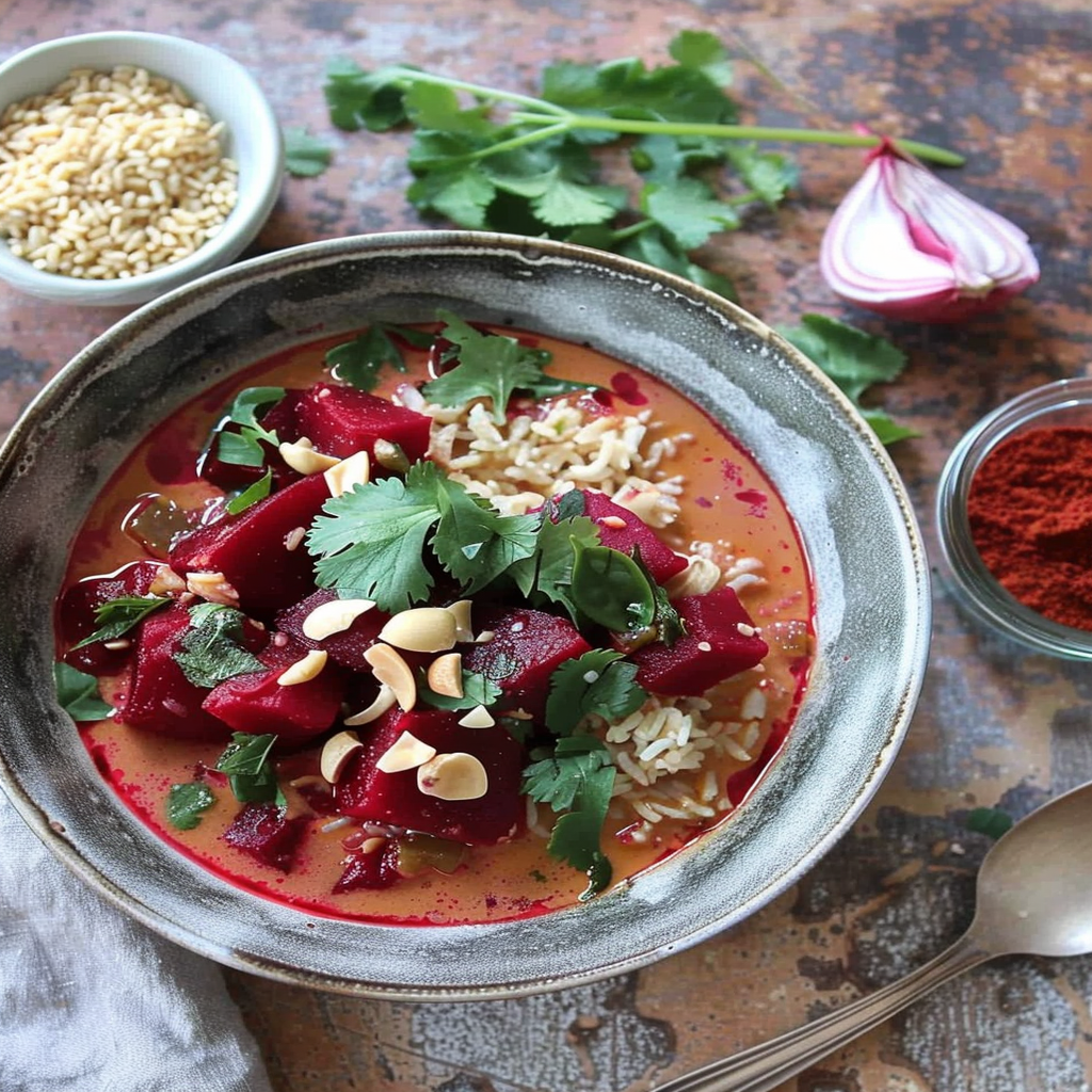 Garlic & Beetroot Coconut Curry