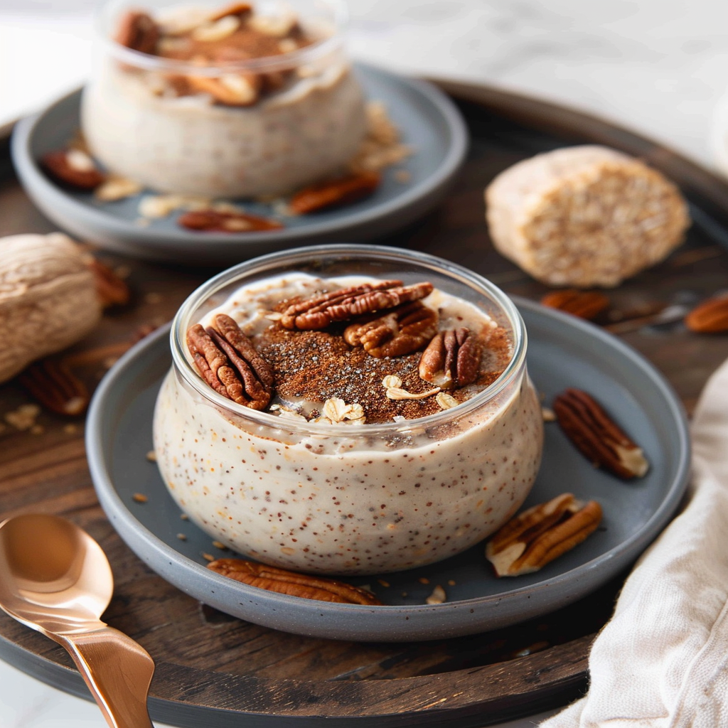 Spirulina Maple Pecan Overnight Oats